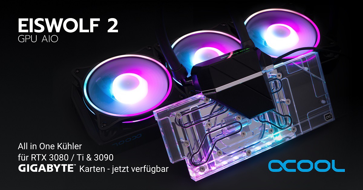 Alphacool präsentiert heute die Eiswolf 2 360mm AIO für Nvidia Geforce RTX 3080/3090 Gigabyte ...